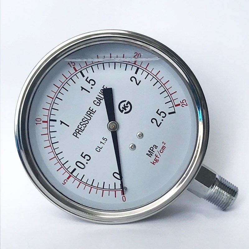 100mm 2.5 MPa Silicone Oil Filled Manometer Chromed Brass Connection ...