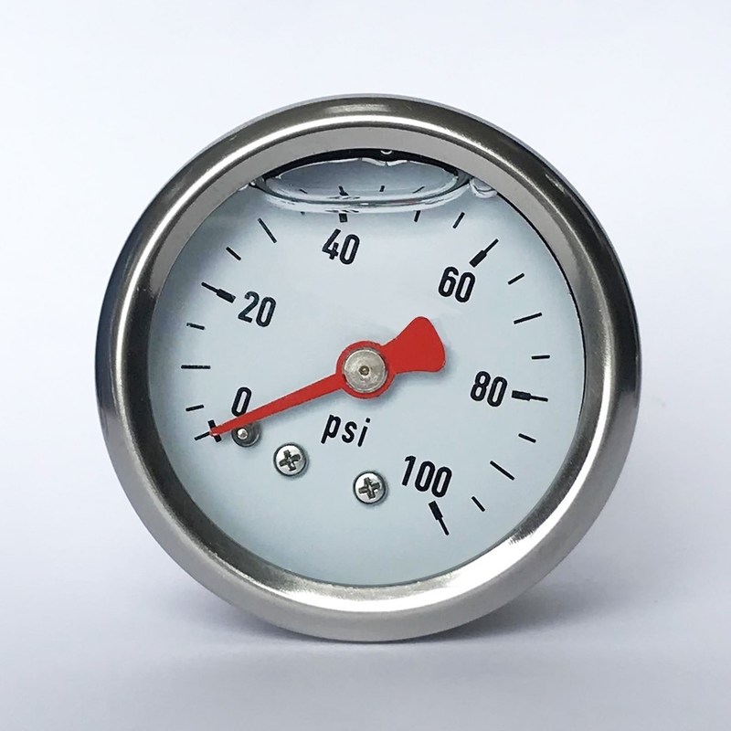 1.5" 100 psi Axial Mount Manometer 1/8 NPT Red Pointer All Stainless ...