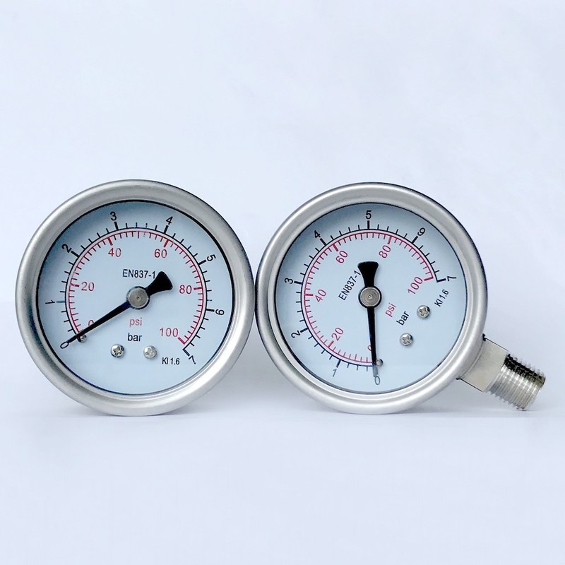 2.5" 100 psi Oil Manometer 316 SS Tube/Socket All Stainless Steel ...