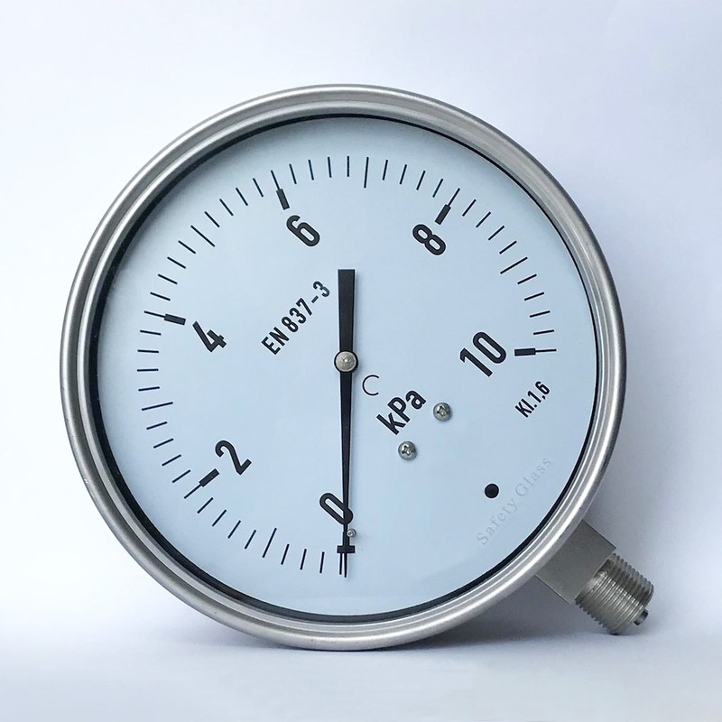 SUS 304 Capsule Pressure Gauge SS 316 10 KPa Bellows Manometer Bottom ...