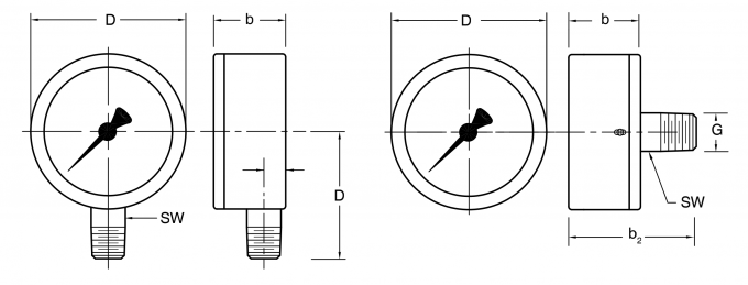 316 SS Capsule Pressure Gauge 100 CmH2O Ring Bellows Manometer Low ...